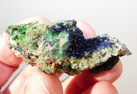 Small Azurite Geode with Malachite, Duftite and (?)Calcite, Tsumeb